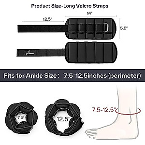 Sportneer Adjustable Ankle Weights 1 Pair 2 4 6 8 10 Lbs Leg Weight Straps for Women Men, Weighted Ankle Weights Set for Gym,Fitness, Workout,Walking, Jogging,1-5 lbs for Each Ankle, 1 Pair 2-10 lbs (Black)