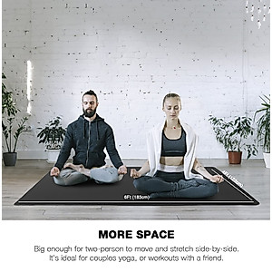 Large Yoga Mat for Men and Women - 6'x4'x6mm, Extra Wide TPE Fitness Mat for Home Gym Workout, Non-Slip, Perfect for Barefoot Exercise (Yoga, Pilates, Stretching, Meditation)