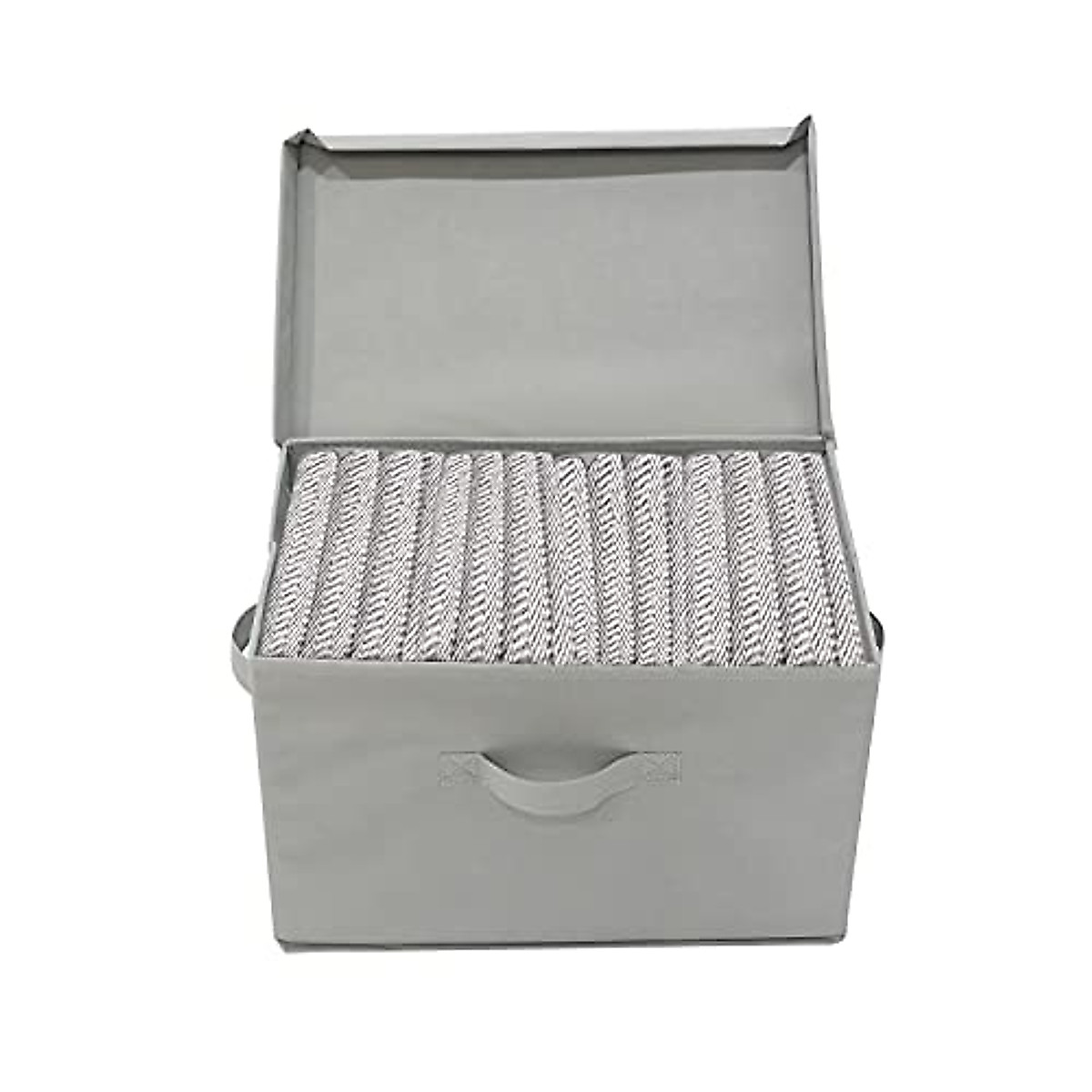 Sebadaci Storage Bins Cubes Baskets with Lids Handles Stackable Collapsible Storage Bins Baskets for Shelves, Organizing, Office Organizer, 3-pack Fabric Storage Cubes Living Room Closet, Gray, Medium