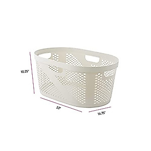 Superio Superio Plastic Laundry Basket, 40 Liter, Dotted Design (Ivory)