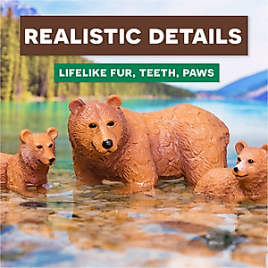 Terra by Battat – 4 Pcs Brown Bear Family Set – Realistic Plastic Animal Figurines – Zoo Animal Toys for Kids and Toddlers 3+