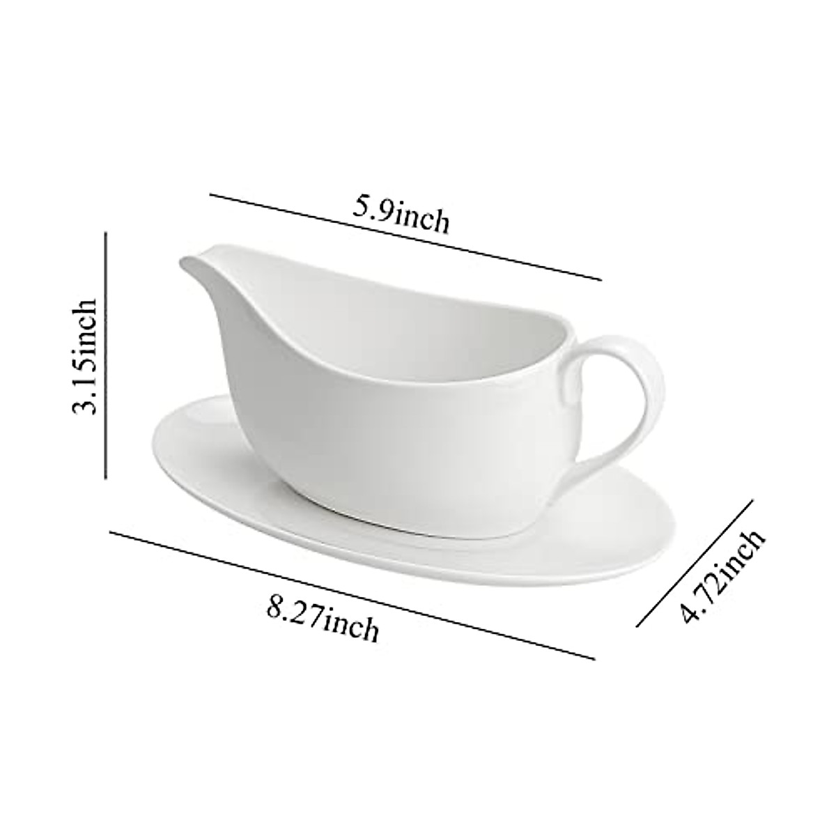 Gravy Boat, 17 Oz Gravy Boat with Saucer Gravy Bowl for Gravy Salad Spout Milk 1 PC