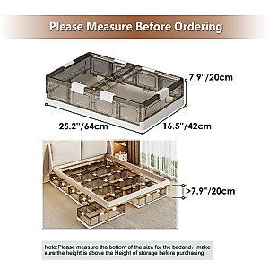 SIRIRIC Under Bed Storage with Wheels, Plastic Under Bed Storage Drawer, Stackable Under Bed Storage Bins With Lids, Closet Organizers and Storage For Bedroom, Clothes, Shoes, Blankets 7.9in High