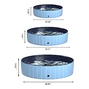 Nurxiovo Pet Bath Pool Foldable Pet Swimming Pool PVC 55'' x 12'' Indoor &Outdoor Bathing Tub for Large Dogs Cats Kids,Blue