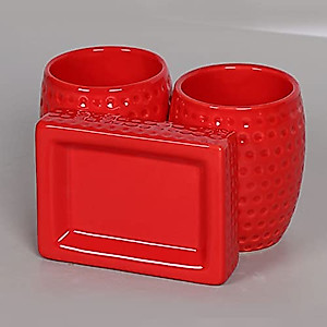 COMEONE Bathroom Accessories, 5Piece Bathroom Accessories Set, Bathroom Set Features, Soap Dispenser, Toothbrush Holder, Tumbler & Soap Dish - Bath Gift Set,Red