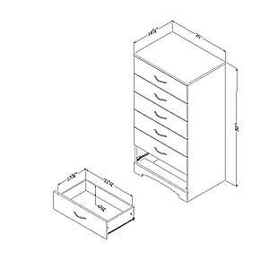 South Shore Step One 6-Drawer Lingerie Chest-Gray Oak