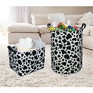 NTAOHAMPER Cow Laundry Basket,Collapsible Baby Nursery Hamper,Waterproof Kids Toys Storage Bin with Handles for Bedroom,Room Decor,Gift Basket(Cow Stria)