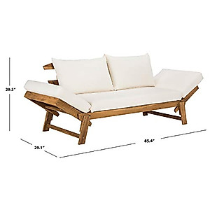 Safavieh PAT6745B Outdoor Collection Tandra Teak Modern Contemporary Daybed Day Bed, Natural/Beige