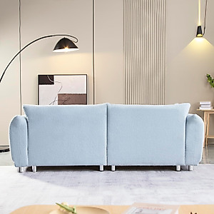 Sherpa Teddy Modular Sectional Sofa Cloud Couch, 87" Modern Luxury Contemporary 3-Seat Loveseat with Metal Legs, Lambswool Fabric Cloud Sofa&Couches for Living Room Furniture Sets,2 Pillows