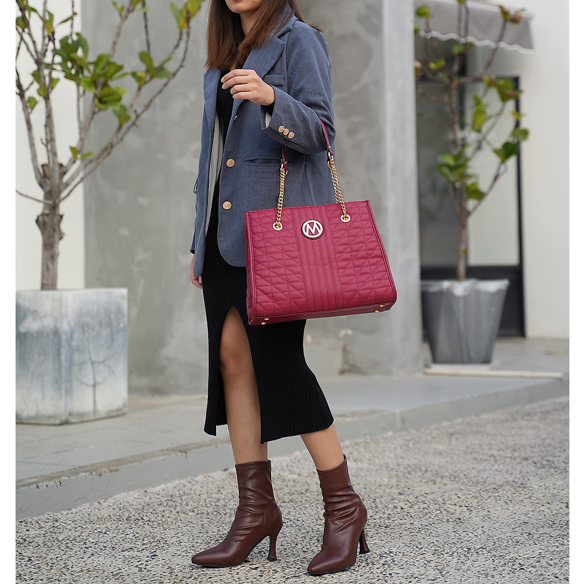 MKF Collection Shoulder Bag for Women, Vegan Leather Fashion Tote Handbag Messenger Purse