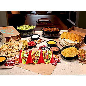 Vethwal 3 Pack Colorful Taco Holders, Taco Holder Stand with Handle Can Hold 2 or 3 Tacos Each, Sturdy, BPA Free Healthy PP Material Dishwasher & Microwave Safe