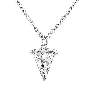 LUX ACCESSORIES Multi Metal Pizza Pie Slice Best Friends BFF Necklace Set 8PC