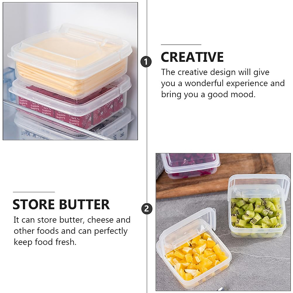 Ciieeo Cheese Storage for Fridge Utensil Holder 2pcs s Saver Airtight Butter Boxes Food Serving Dishes with Lids Meal Prep Container for Kitchen Refrigerators Cream Cheese