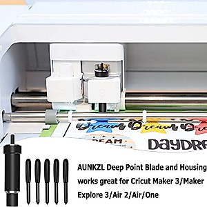 Deep Cut Housing +5 Pcs Deep-Point Blade, AUNKZL Replacement Deep Cut Blade Suitable for Explore Air One/Air/Air 2/ Air 3 / Maker/Maker 3 Cut Materials Up to 1.5mm Thickness, for Personalized Crafts,