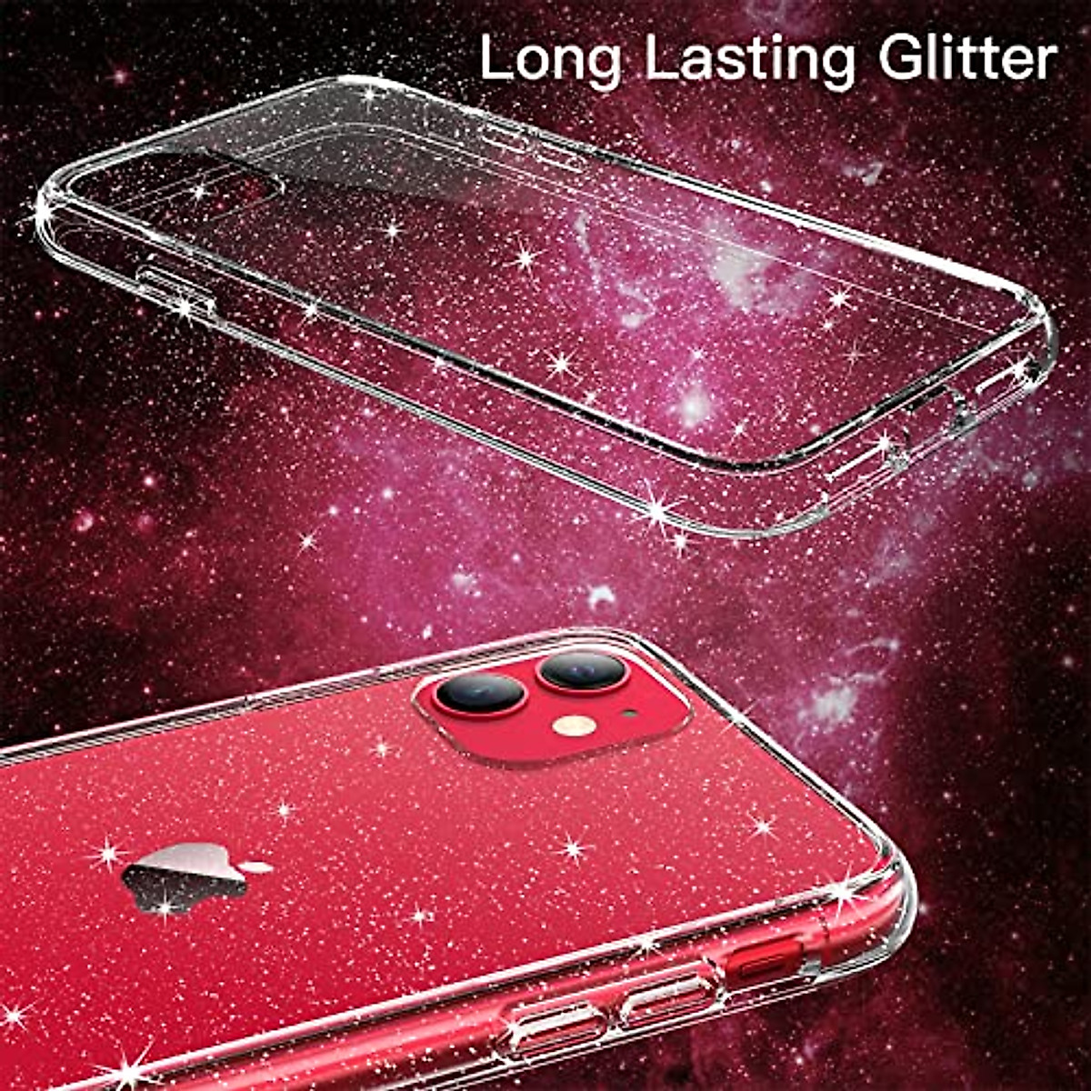 JETech Glitter Case for iPhone 11, 6.1-Inch, Bling Sparkle Shockproof Phone Bumper Cover, Cute Sparkly for Women and Girls (Clear)