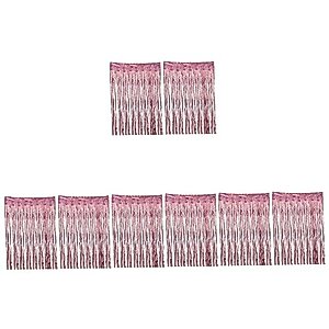 Rose Gold Tinsel Curtains 8 pcs rain Curtain Wedding Drapes Tassel Curtain Fringe Trim Metallic Tinsel Backdrop Disco Party Decorations The pet Baby Shower Decorations Prom