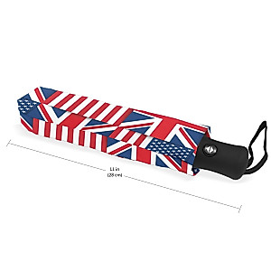 ALAZA Union Jack British Flag 3 Folds Auto Open Close Anti-UV Umbrella