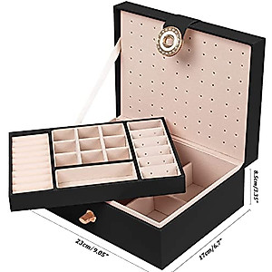 QBestry Stud Earring Organizer for Women Mens Black Jewelry Box for Earrings Necklace Jewelry Organizer,Girls Earring Box for Womens Necklace Holder Rings Organizer Bracelet Earring Storage Case,Black