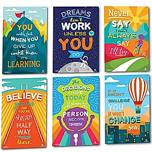 Sproutbrite Classroom Decorations - Motivational Posters - Educational and Inspirational Growth Mindset for Teacher and Students