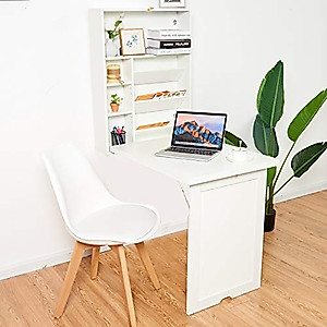 Casart Multi-Function Computer Desk, Wall Mounted Fold Out Table, Convertible Desk Writing Desk for Home and Office