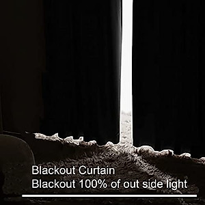 OWENIE White Blackout Curtains 84 inch Length 2 Panel Set, Sheer with 100% Blackout Curtain Liner Thermal Insulated, 3D Jacquard Clip Double Layer Rod Pocket Back Tab Panel Drapes, 2 Panels, 52 x 84