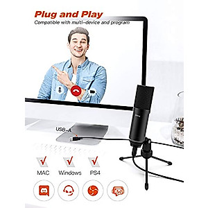 FIFINE USB Microphone Set with Flexible Boom Arm Stand Pop Filter, Plug and Play with PC Desktop Laptop Computer, Streaming Podcast Instrument Mic Kit for Home Studio (T732)