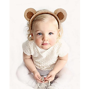 Bear Ears Headbands for Adults - Cute Brown Bear Costume Ears for Women's Halloween Festival Party Hair Accessories