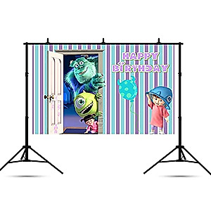 huio Monster Inc Backdrop for Birthday Party Supplies 5x3ft Monster Inc and Boo Theme Baby Shower Banner for Birthday Party Cake Table Decoration, One Size