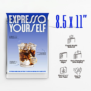 NIUBEE 6 Pack Acrylic Wall Sign Holder 8.5x11 Vertical, Clear Plastic Picture Frame, Wall Mounted Design, Support No Drilling(Provide 3M Tape and Screws)