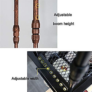 Wine Racks Cafe Hanging with Glass Holder and Shelf, Black Adjustable Metal Ceiling Bar Wine Glass Rack, 2-Layer Industrial Iron Bottle Holder Wine Shelf