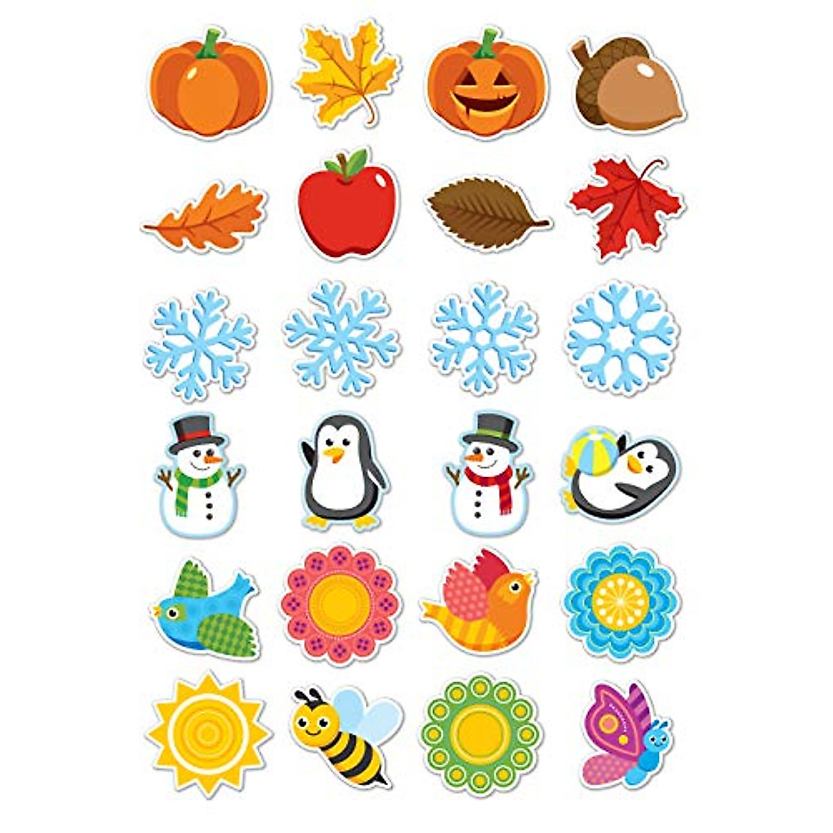 96 Pack - Spring, Fall, Winter Bulletin Board Classroom Decorations - Laminated