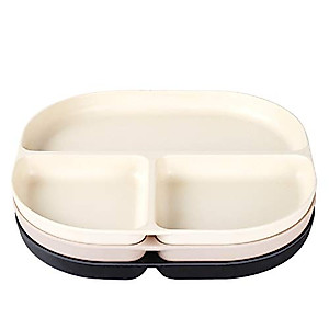shopwithgreen Bamboo Kids Divided Plates Set, 3 Pack Reusable Toddler Compartment Plates, Baby Dishes tableware, BPA free, Dishwasher Safe, Healthy Dinner Plates