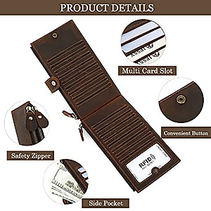 ZOVYRON Genuine Leather Wallet for Women Men RFID Credit Card Holder Wallet with Zipper Pocket Bifold Multi Card Case Ladies Phone Purse