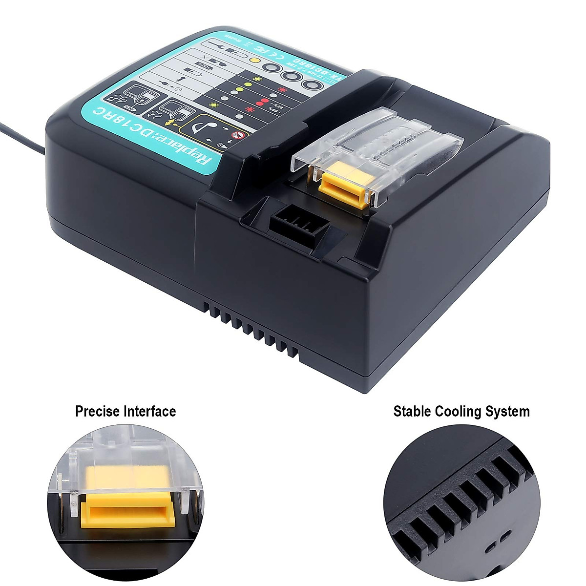 Elefly DC18RC Compatible with Makita 18V Battery Charger DC18RA DC18RD, Compatible with Makita 14.4V-18V LXT Lithium Battery BL1860 BL1850 BL1840 BL1830 BL1815 BL1430 BL1450