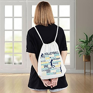 LEVLO Volleyball Canvas Tote Bag Gift For Volleyball Player Volleyball Team Shoulder Bag For Volleyball Lover (Volleyball DB)