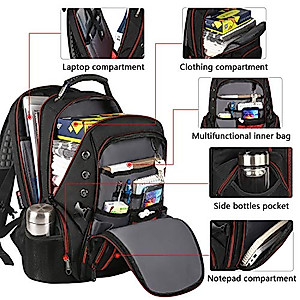 BILLITON MASHI Laptop Backpack for Men, Large Travel Computer Backpack with USB Charging Port for Work Business Fits 17 Inch Notebook, 40L, Anti Theft, Water Resistant, Black