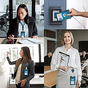 Id Badge Holder with Breakaway Lanyard, Black Cat Lake Badge Reel Retractable Heavy Duty and Detachable Name Tag Clips, Cute Lanyards for Id Badges, Teacher Nurse Office Christmas Gifts