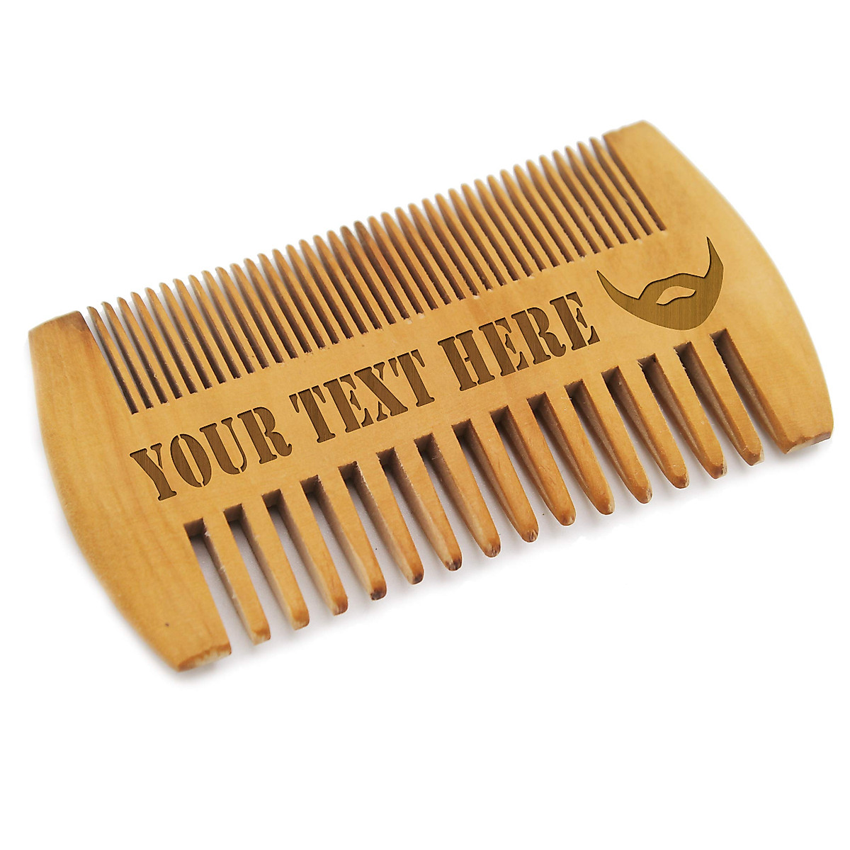 My Personal Memories Custom Engraved Wooden Beard and Mustache Comb - Personalized Grooming Wood Brush Gift with Dual Action Teeth for Men, Guys, and Him