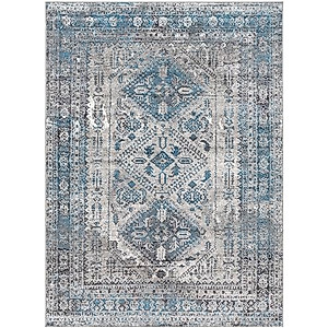 Livabliss Desta Vintage Oriental Area Rug,5'3" x 7'3",Blue/Grey
