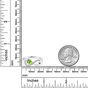 Gem Stone King 10K White Gold 4MM Heart Gemstone Birthstone & White Diamond Accent Infinity Ring | Heart Shape Wedding Engagement Anniversary Promise Ring For Women