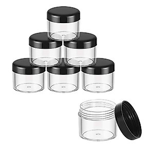 40PCS Plastic Cosmetic Containers Transparent storage tank with screw cap Storage Jars be used for Clay, Liquid,Sample ，20 ml/ 0.7 oz (black lid)