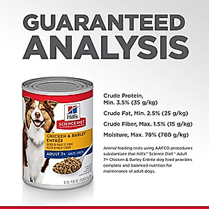 Hill's Science Diet Wet Dog Food, Senior Adult 7+, Chicken & Barley Entrée, 13 oz. Cans, 12-Pack