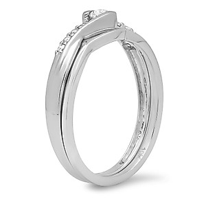 Dazzlingrock Collection 0.25 Carat (Cttw) 14k Round Diamond Engagement Ring Set, White Gold, Size 6.5