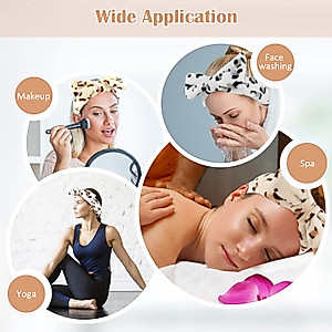 WHAVEL Hairband, 6 Pack Leopard Spa Headband Makeup Headband for Washing Face, Microfiber Bow Headbands Facial Fluffy Hair Band for Washing Face, Ideal for Skincare, Yoga, Shower, Party