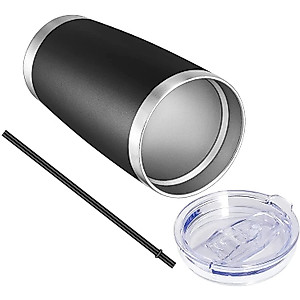 VEGOND 20oz Tumbler with Lid and Straw Stainless Steel Tumbler Cup Bulk Vacuum Insulated Double Wall Travel Coffee Mug Powder Coated Coffee Cup, Black 12 Pack