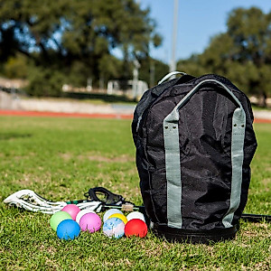 Champion Sports Lacrosse Ball Bag: Nylon Sports Training Tote for Lacrosse, Baseball and Tennis,Gray/ Black