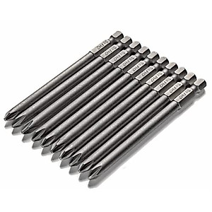 VESTTIO Phillips Cross Slot PH2#2 Long Screwdriver Bit Set 10PCS 1/4 Inch Hex Shank 4 Inch/100 mm Length S2 Steel with Magnetic for Power Screwdriver Drill Impact Driver