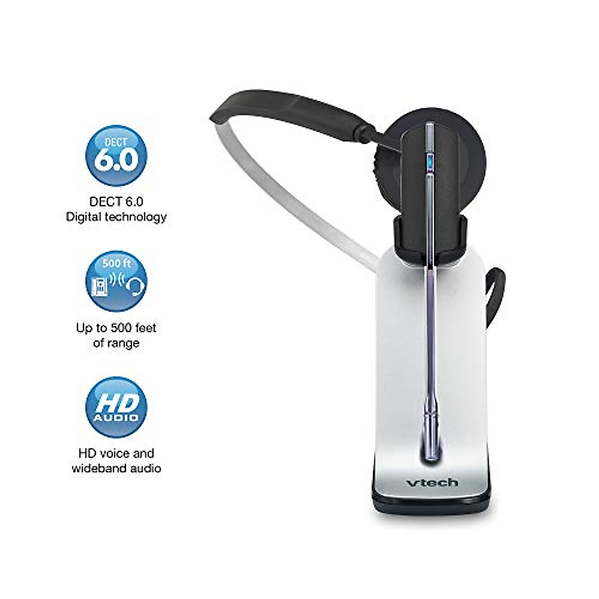 VTech VH621 Accessory Convertible DECT Office Wireless Headset for VTech and Snom DECT Business Desk Phones