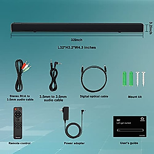 Wohome Sound Bar 32-Inch 80W Soundbar with Built-in Subwoofer 2.1CH 3D Surround Sound Home Audio Sound Bars for TV Speakers, Support HDMI-ARC,Opt, RCA,AUX, Bluetooth 5.0, LED Display|Model S9960