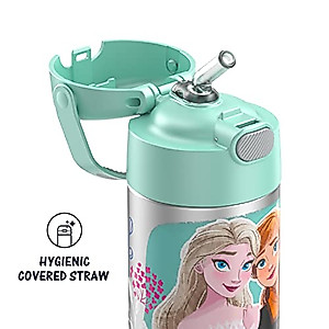 THERMOS FUNTAINER 12 Ounce Stainless Steel Vacuum Insulated Kids Straw Bottle, Frozen 2